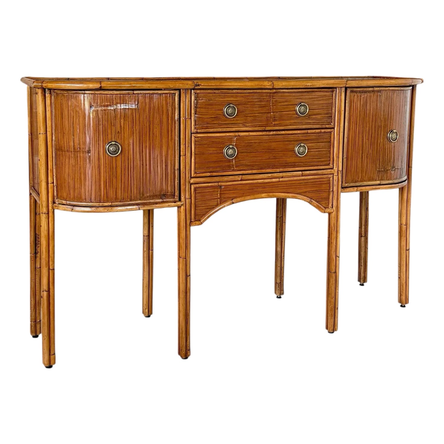 Late 20th Century Coastal Organic Modern Refinished Rattan Sideboard by ...