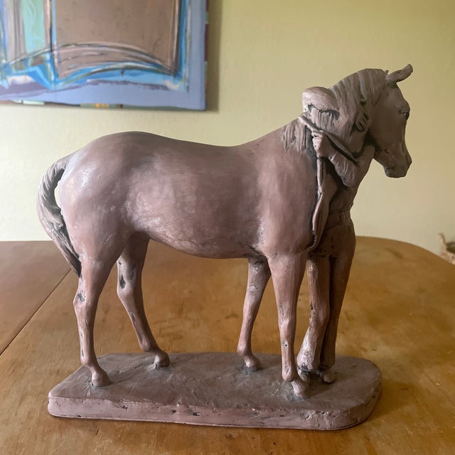 Vintage Freeman & Mcfarlin Potteries Tan Horse and Girl Figurine | Chairish