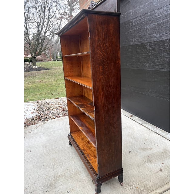 Antique Tiger Wood Bookcase Shelf | Chairish