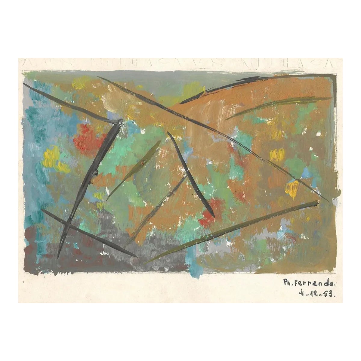 Géométries - Original Tempera on Paper by Ph. Ferrando - 1953 1953 ...