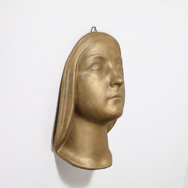 Art Deco Gilded Plaster Wall Plaque | Chairish