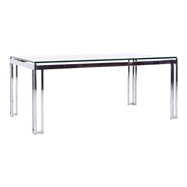 Dia Mid Century Glass and Chrome Dining Table | Chairish