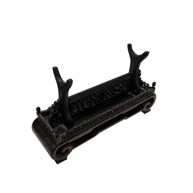 7" Chinese Brown Wood Rectangular Table Top Stand Display Easel | Chairish