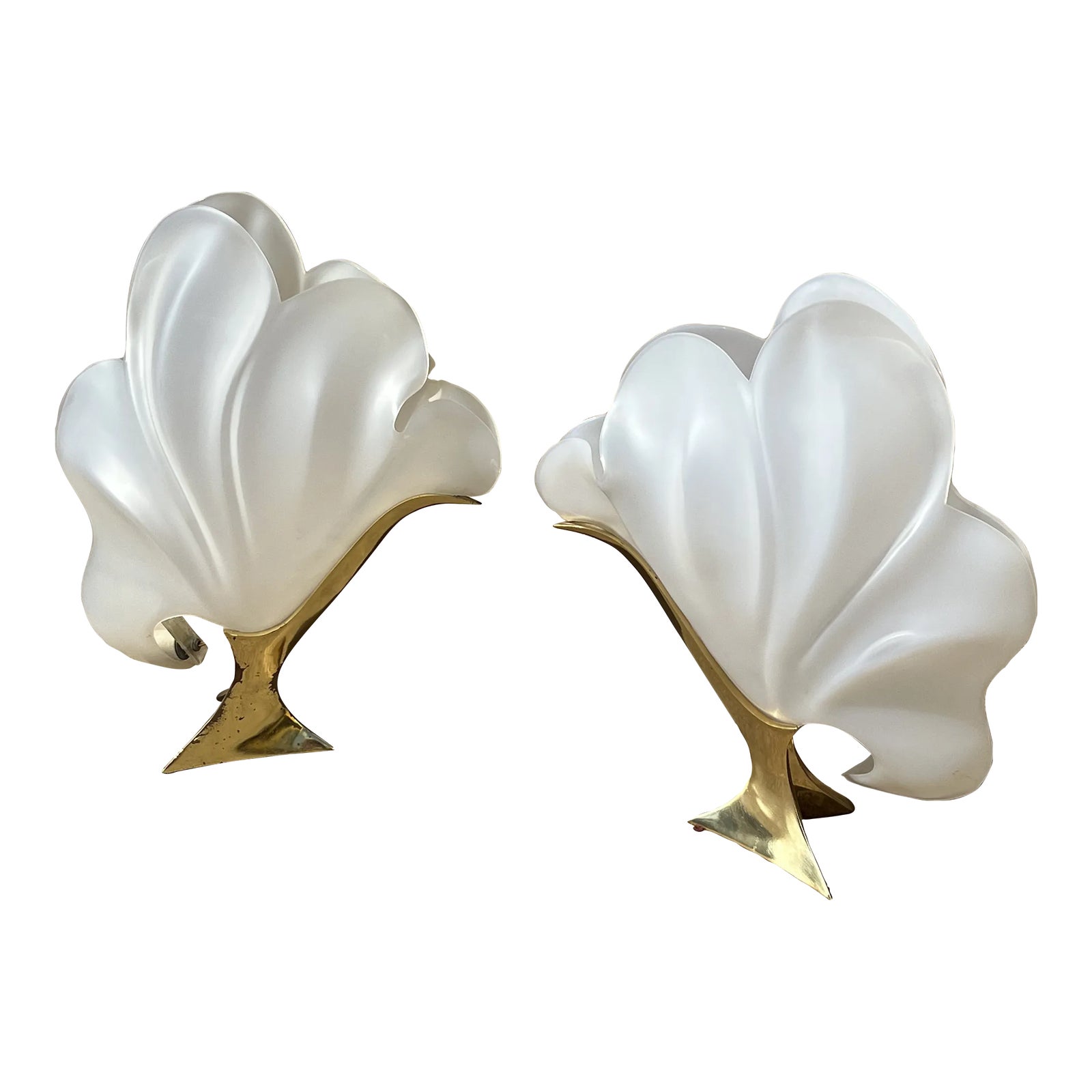 1970s Rougier Acrylic Shell Lamps - a Pair | Chairish