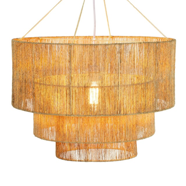 3 Tier Jute Chandelier | Chairish