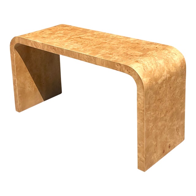 Vintage Boho Burl Wood Waterfall Console Table | Chairish