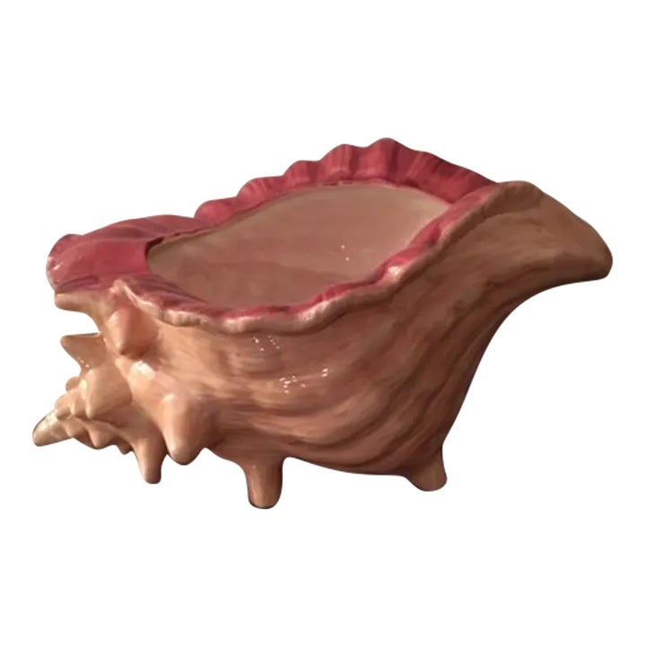 1990s Coastal Conch Shaped Plant Holder | Chairish