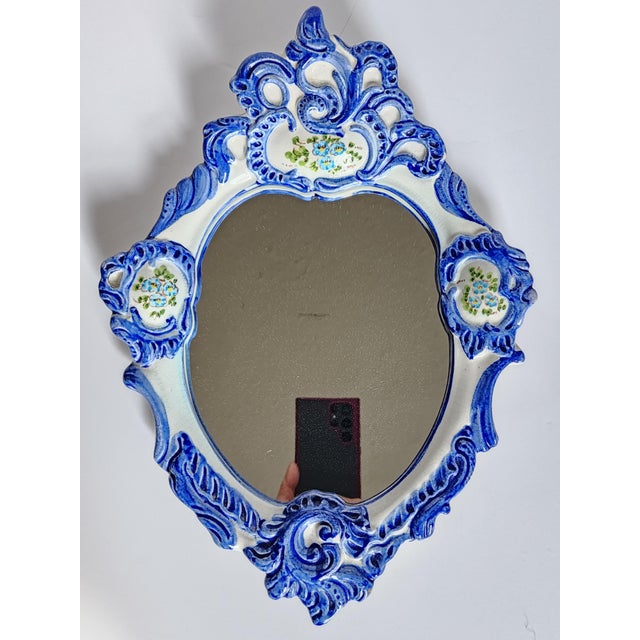Vintage Handpainted Italian Porcelain Mirror | Chairish