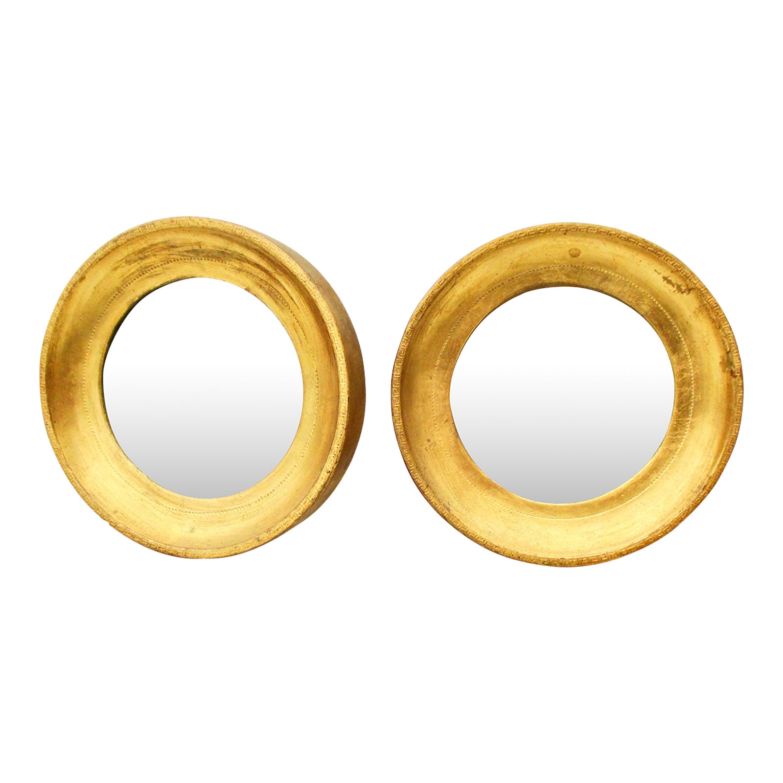 Pair of Italian Mid-Century Gilt Wood Circular Photo Frames--A Pair of ...
