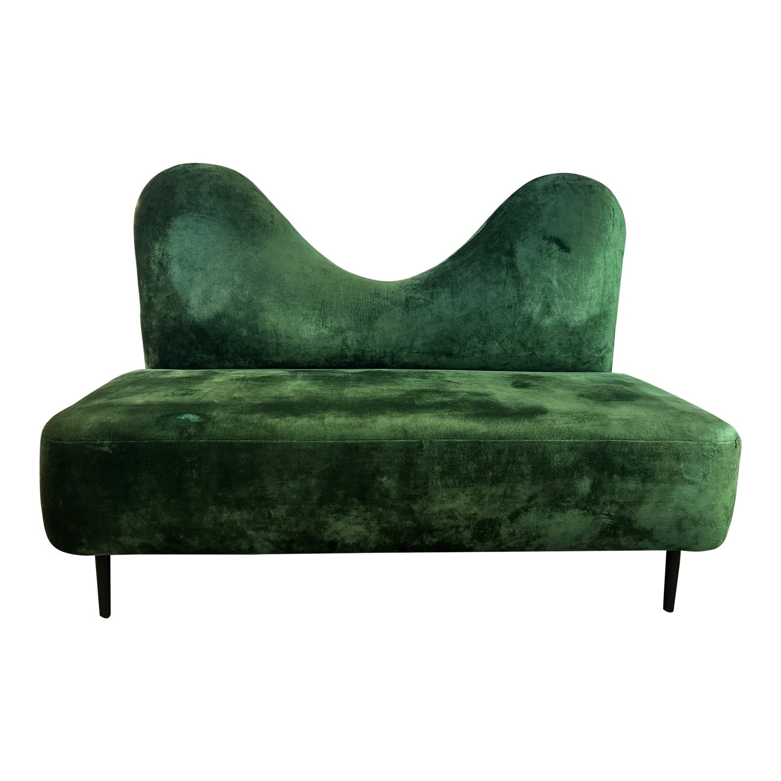 Mid Century Rich Emerald Color Settee/ Sofa Restored | Chairish