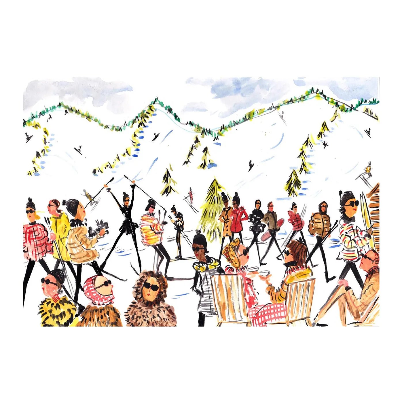 "Apres Ski" Contemporary Original Whimsical Winter Scene Print by ...