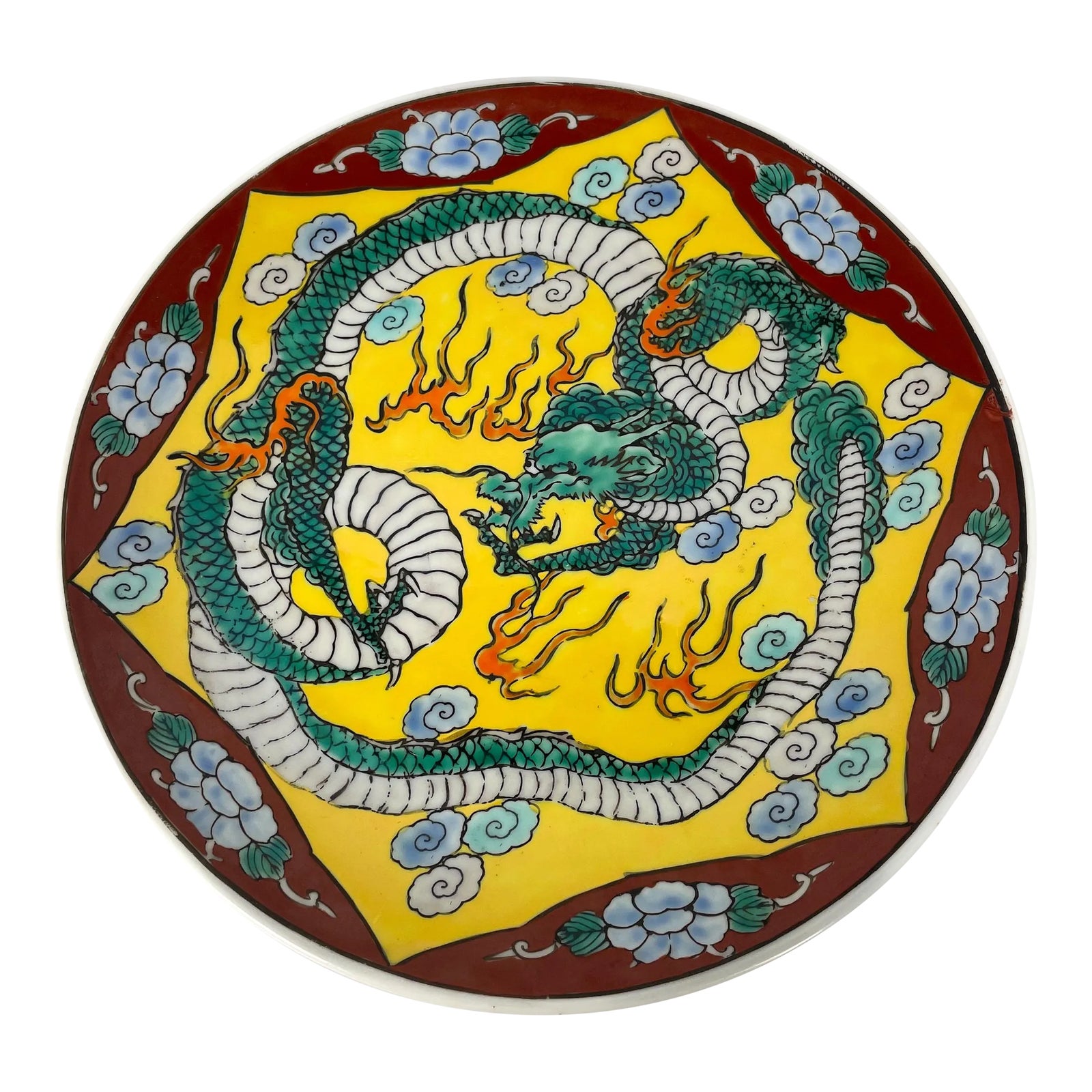Vintage Japanese Handpainted Dragon Plate | Chairish