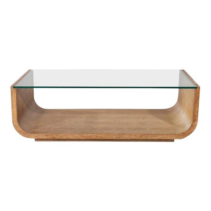 Mia Glass Coffee Table Bent Wood | Chairish