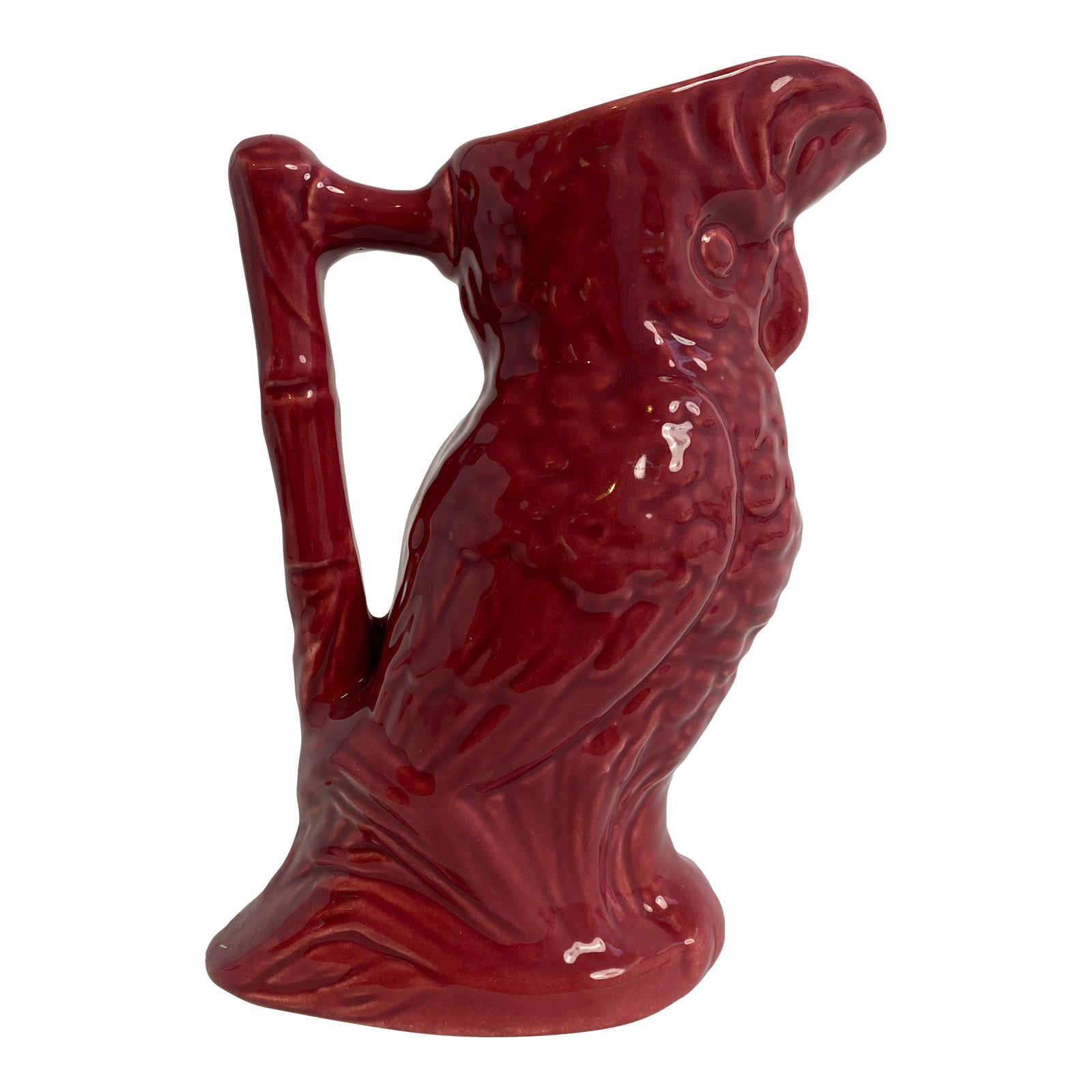 Vintage Majolica Cockatoo Parrot Ceramic Pitcher | Chairish
