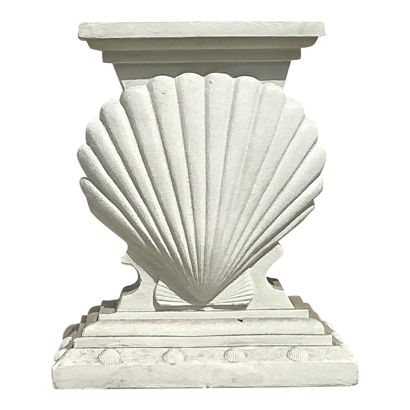 Vintage Coastal Plaster Clam Shell Console Table Pedestal | Chairish