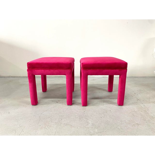 1980s Vintage Milo Baughman Style Parsons Stools Ottomans - a Pair ...