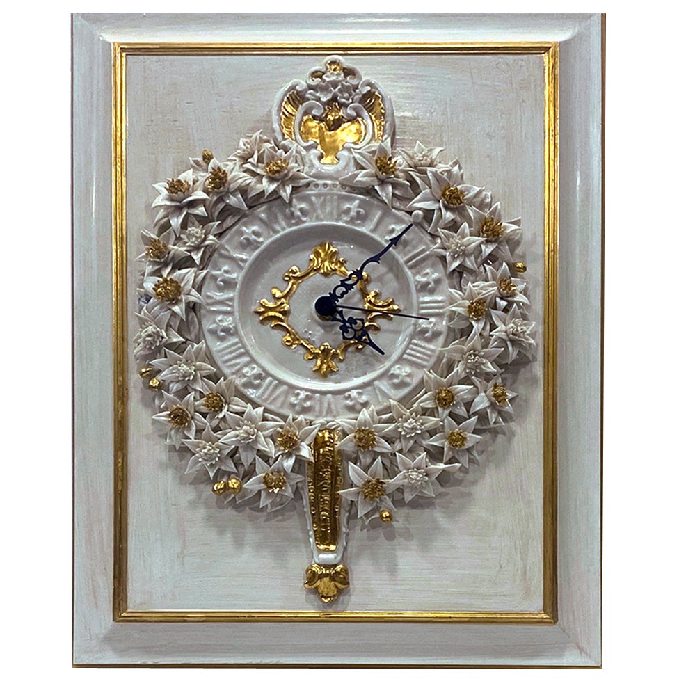 Porcelain Wall Clock with Gold Leaf Accents by Giulio Tucci for ...
