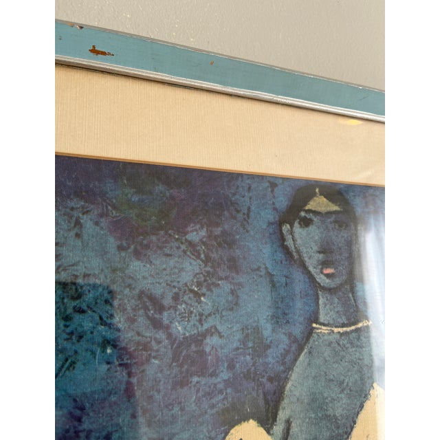 Mid 20th Century B. Prabha Indian Artist Woman With a Dove 1964 Print ...