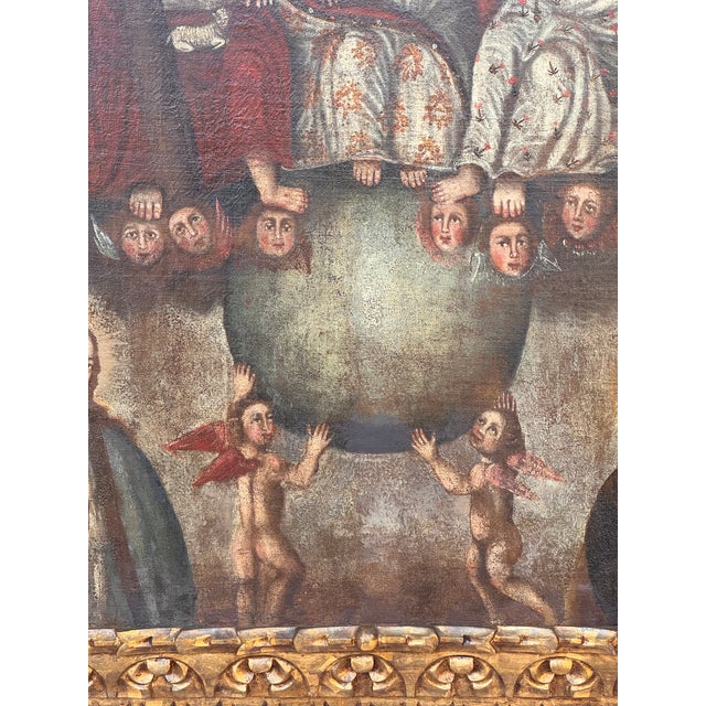 Spanish Colonial Cusco School Oil Painting, La Santa Trinidad | Chairish