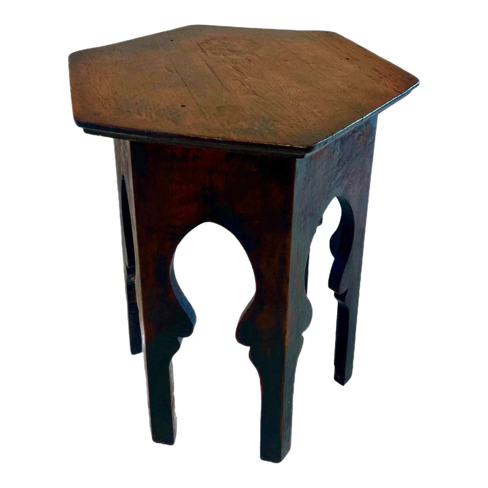 19th C. Arts and Crafts Etched Taboret Accent Table | Chairish