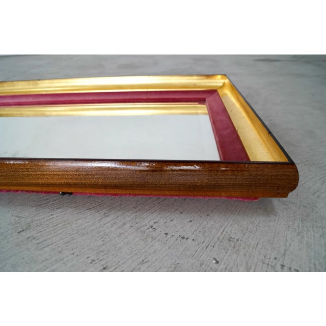 1940’s Art Deco Hollywood Regency Pink Velvet Mirror | Chairish