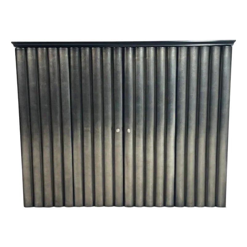 Modern Wall Cabinet With Ribbed Bifolding Doors in Metallic Finish ...