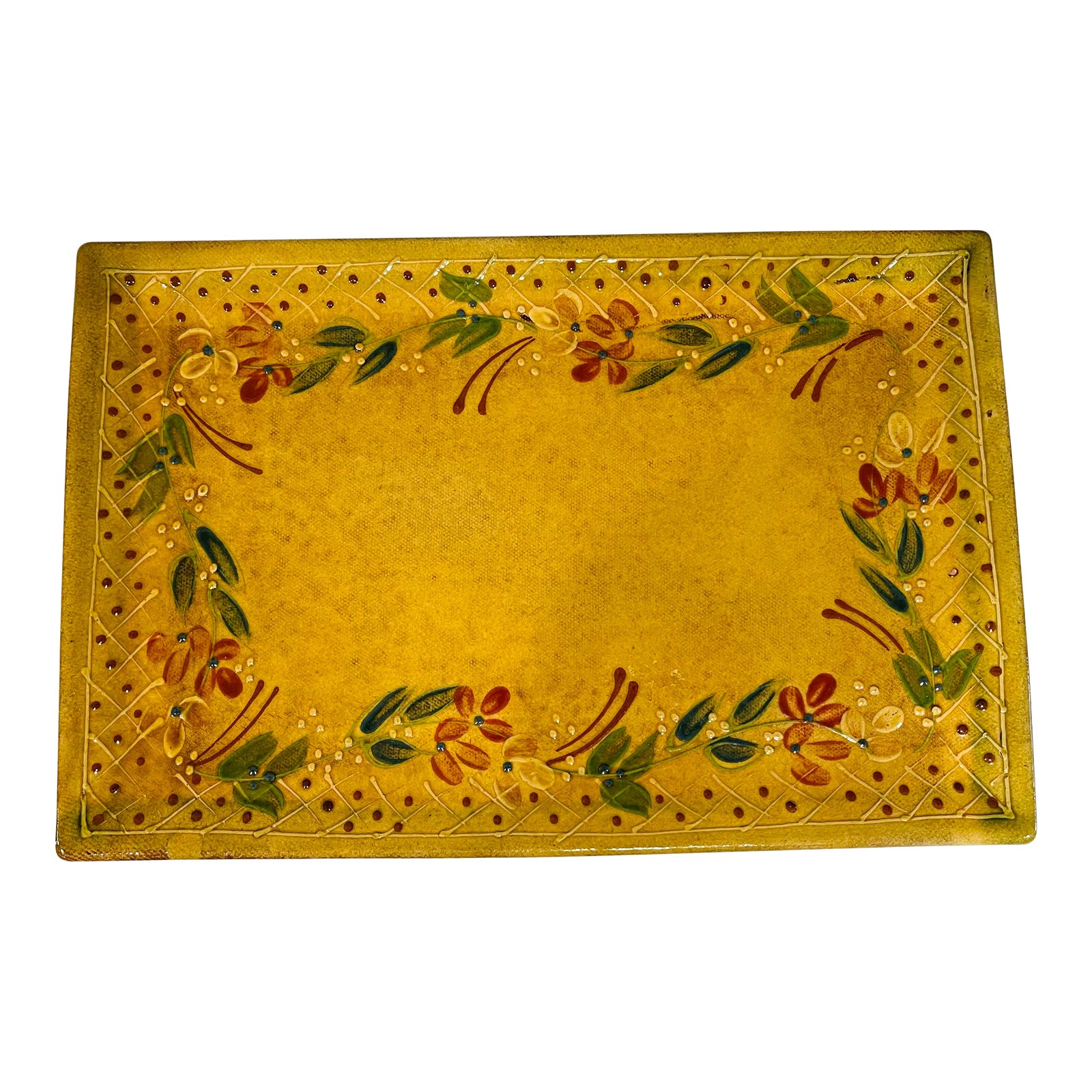 Terre E Provence Hand Painted Ceramic Tray Platter | Chairish