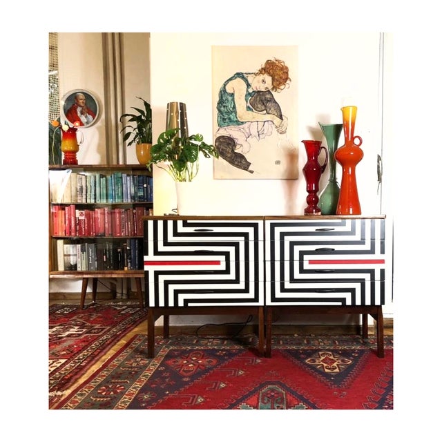 Polish Chest of Drawers with Op Art Motif, 1970s | Chairish