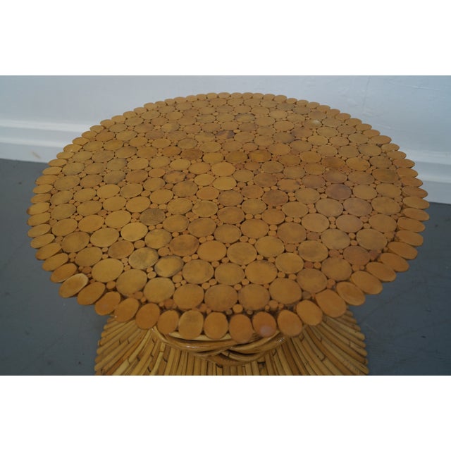 McGuire Sheaf of Wheat Bamboo Rattan Glass Table | Chairish