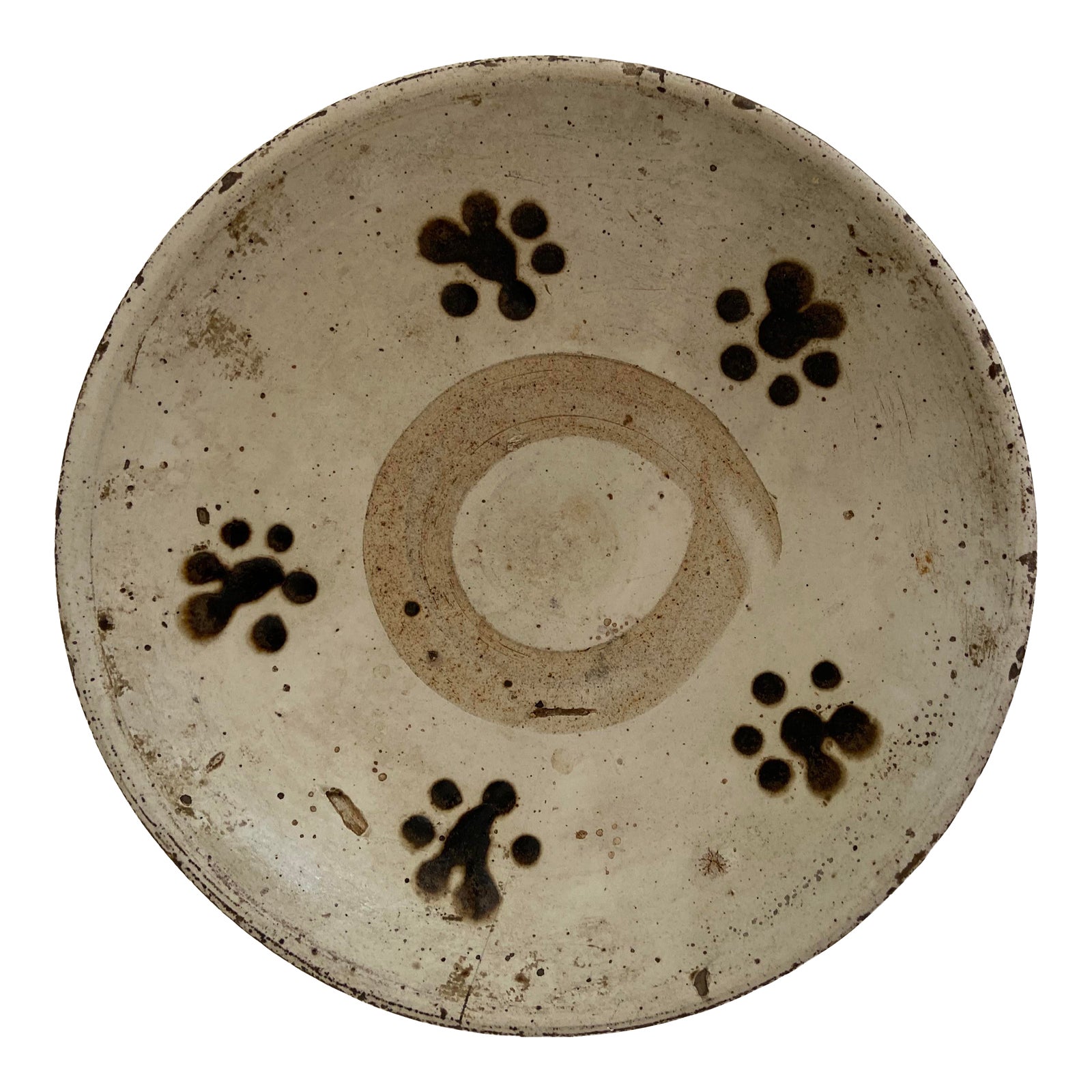 Yuan Dynasty Style White-Glazed Cizhou Bowl W/ Plum Spots | Chairish