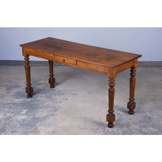 Antique French Louis XVI Style Oak Narrow Dining Table | Chairish