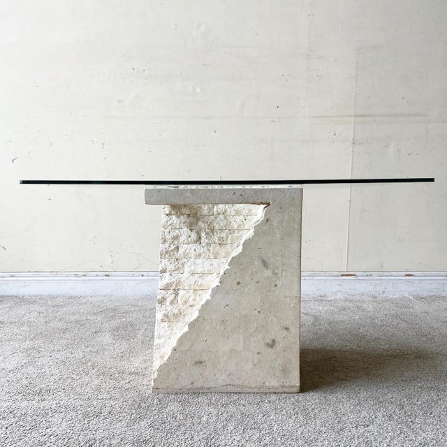 Postmodern Sculpted Tessellated Stone Side Table | Chairish
