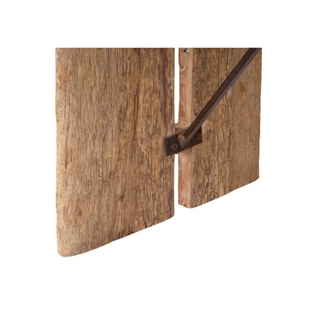 Mid 20th Century Primitive Weathered Wood Dining Table With Metal ...