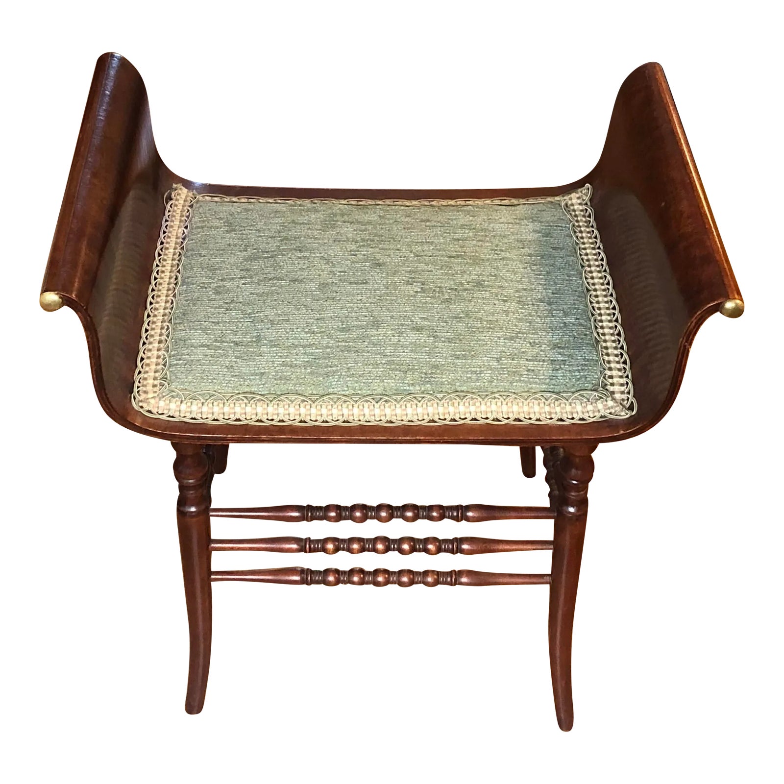 Antique Curved Upholstered Bustle Chair or Bench | Chairish