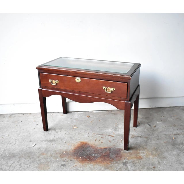 Vintage Display Dark Wood Side Table | Chairish