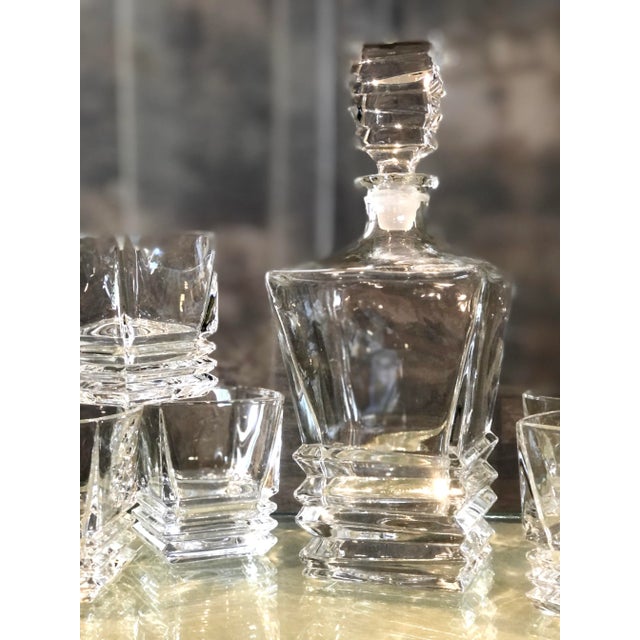 Vintage Lattice Routh Decanter And Old Fashioned Glasses Layers Design