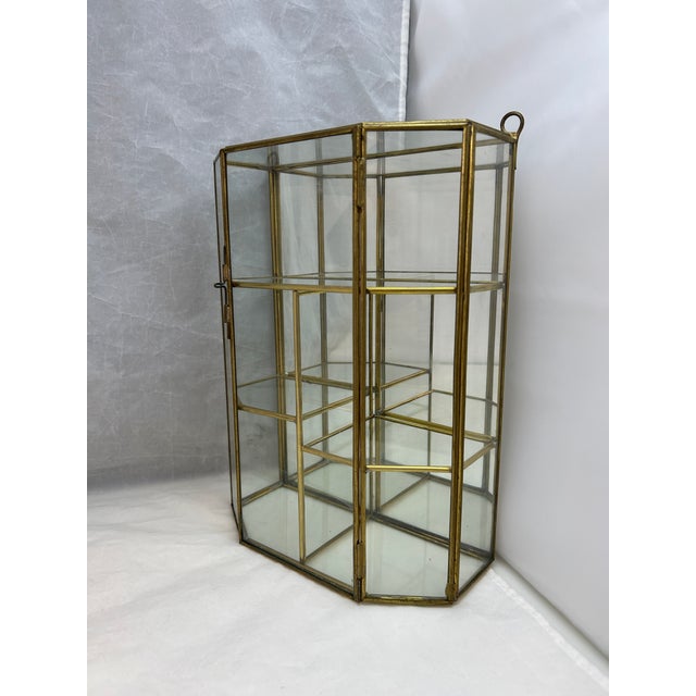 Mid 20th Century Vintage Glass and Brass 6 Sided Multi Level Display ...