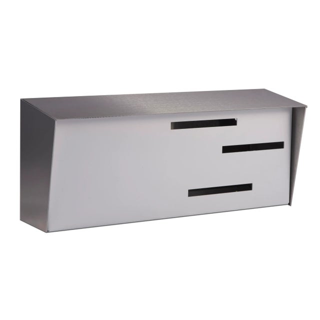 Modern Mailbox - Two Tone Stainless & White | Chairish