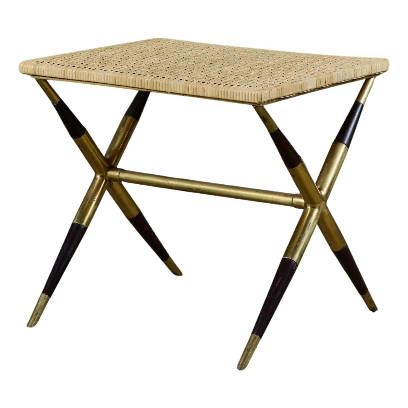 Italian Cane Top Side Table | Chairish