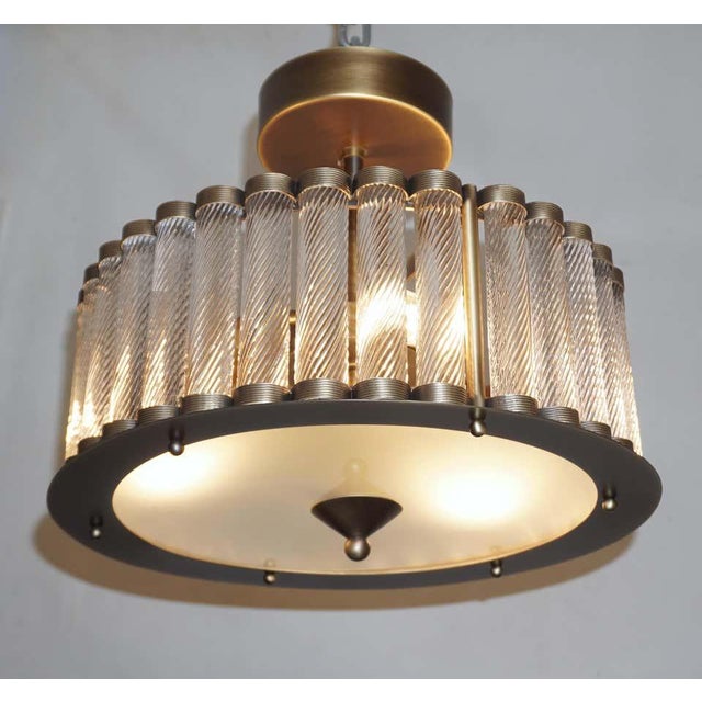 Skyscraper Vintage 1940s Art Deco Chandelier Flush Mount Fixture Brass ...