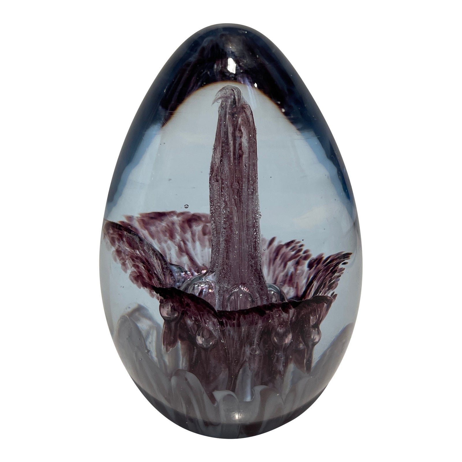 Vintage Jacob Glass 1986 Crystal Egg Shaped Paperweight | Chairish