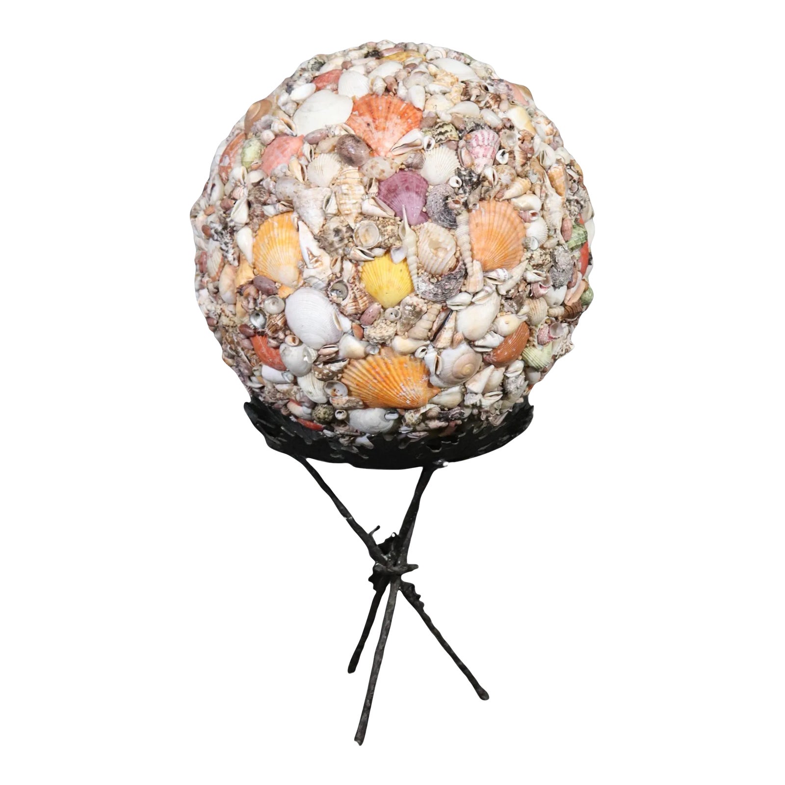 Mid-Century Modern Shell Encrusted Sculpture on Edgar Brandt Style ...