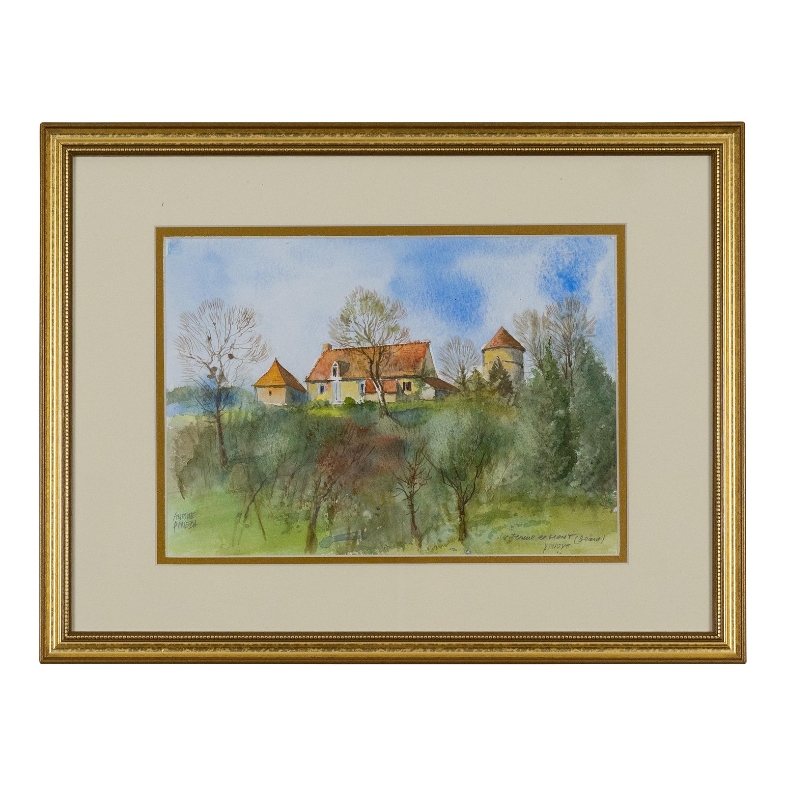 1929 Antoine Paneda La Ferme Du Mont (Béard), Original Watercolor ...