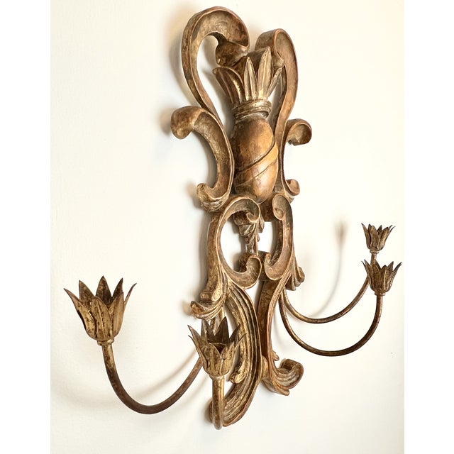 Vintage Palladio Hand Carved Wall Candelabra-Italy | Chairish