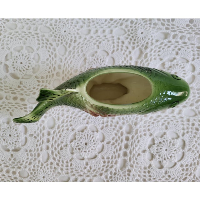 1960s Ceramic Majolica Fish Planter | Chairish