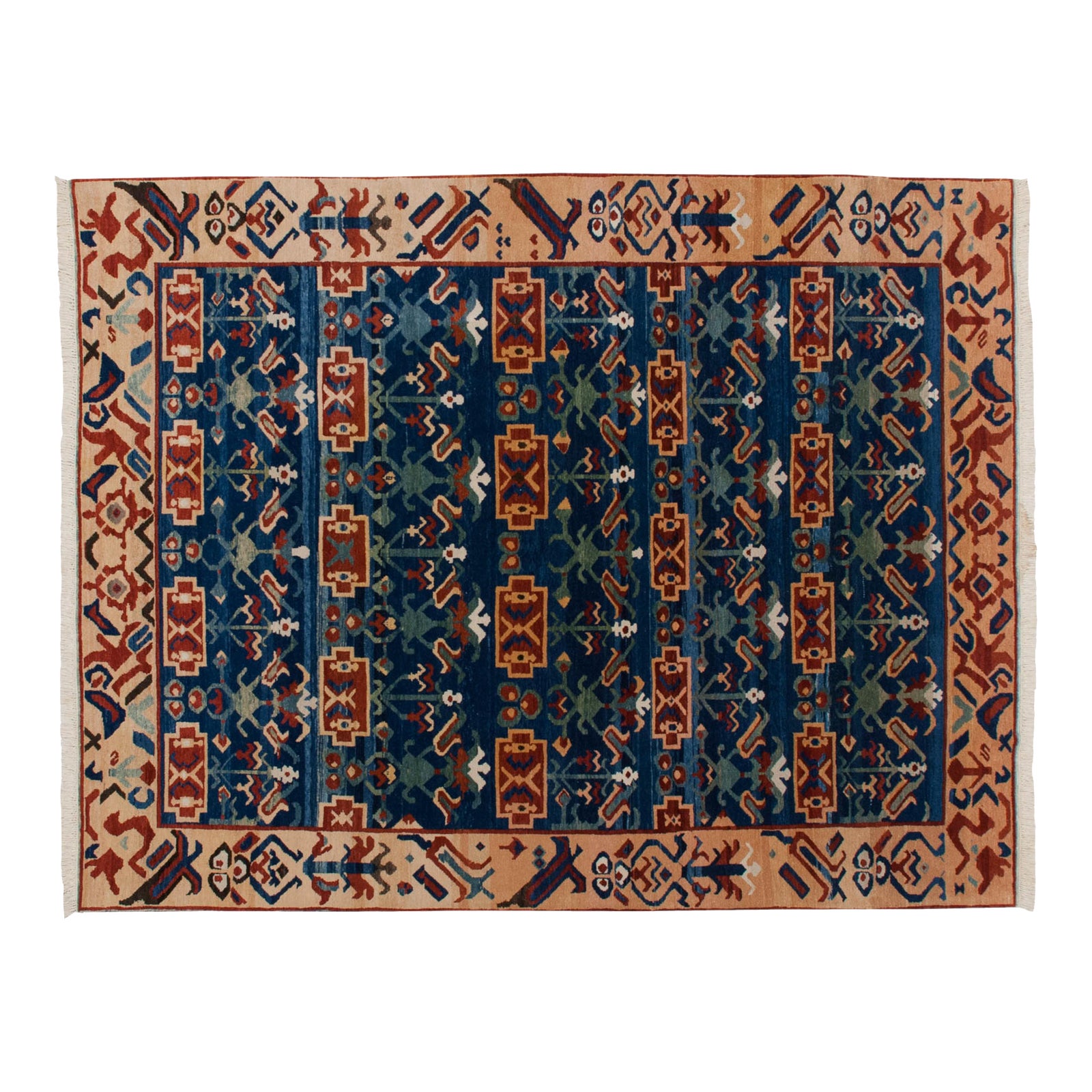 Vintage Turkish Azeri Design Rug - 7'10" X 9'10" | Chairish