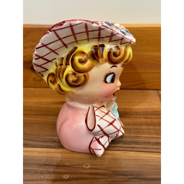 Vintage #1955 Geo Z. Lefton Miss Dainty Planter Vase Blue Flowers Red ...