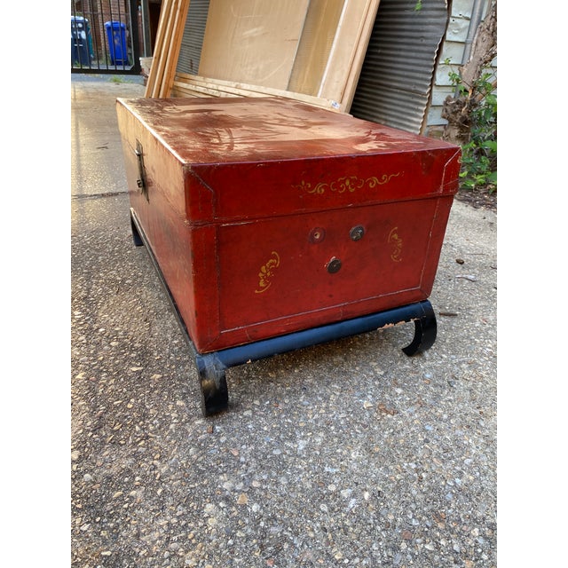 Chinese Lacquer Storage Box on Stand | Chairish
