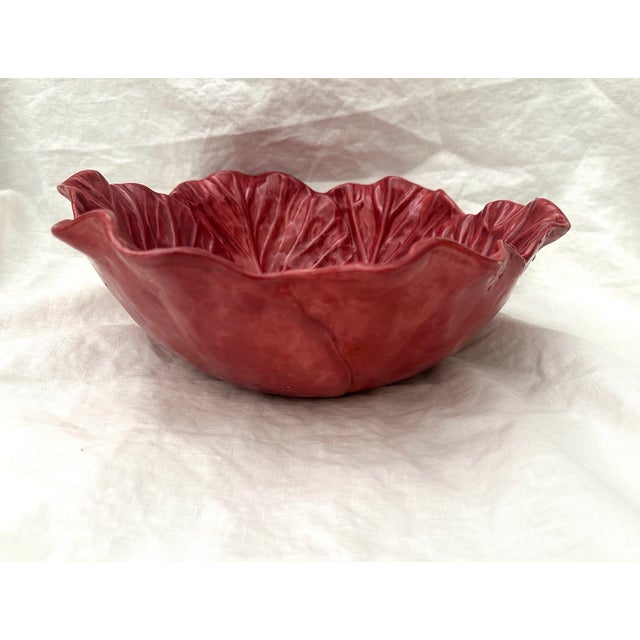 Vintage Handmade Red Cabbage Leaf Bowl by Jan Pugh | Chairish