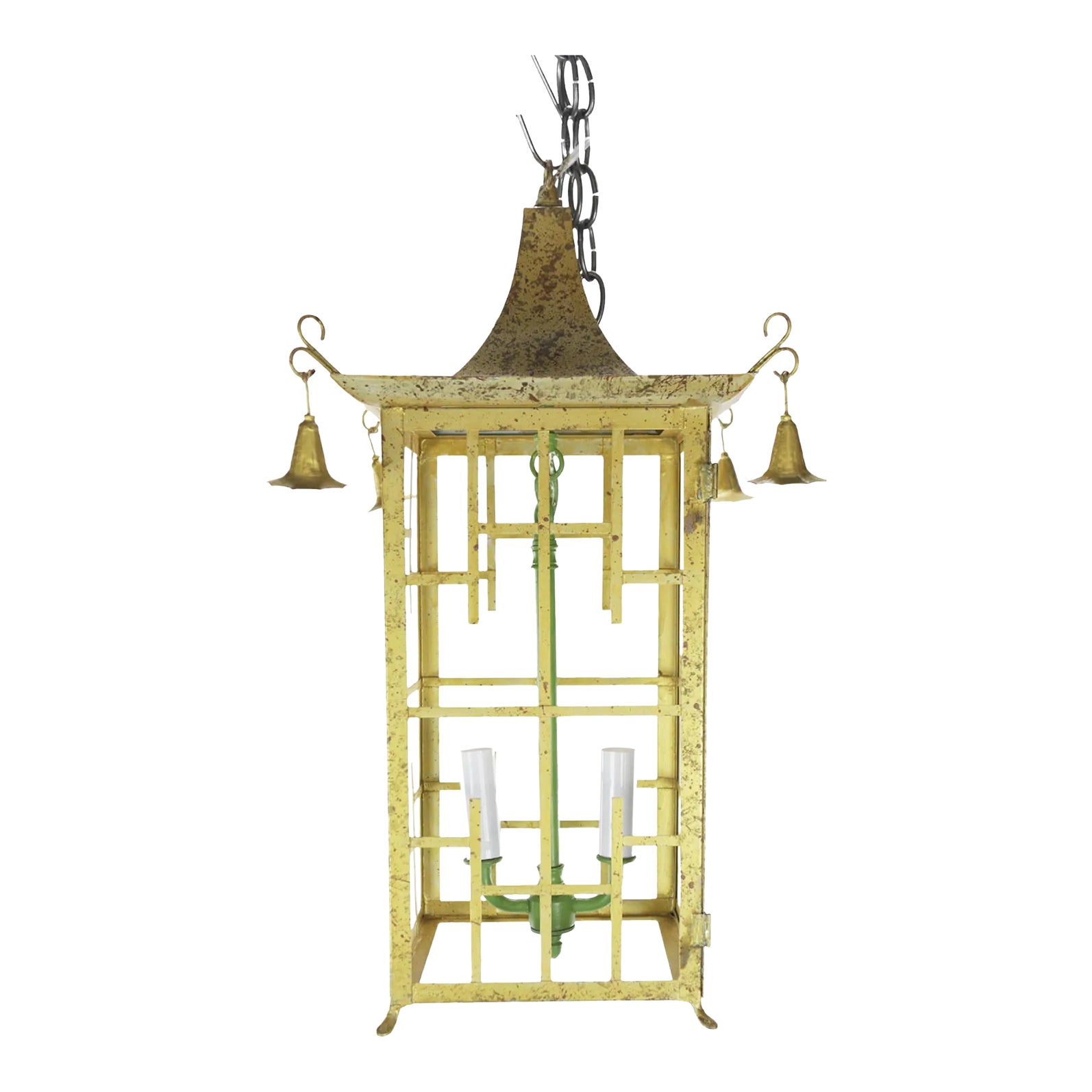 English Regency-Style Gilded Tower Double Light Chandelier | Chairish